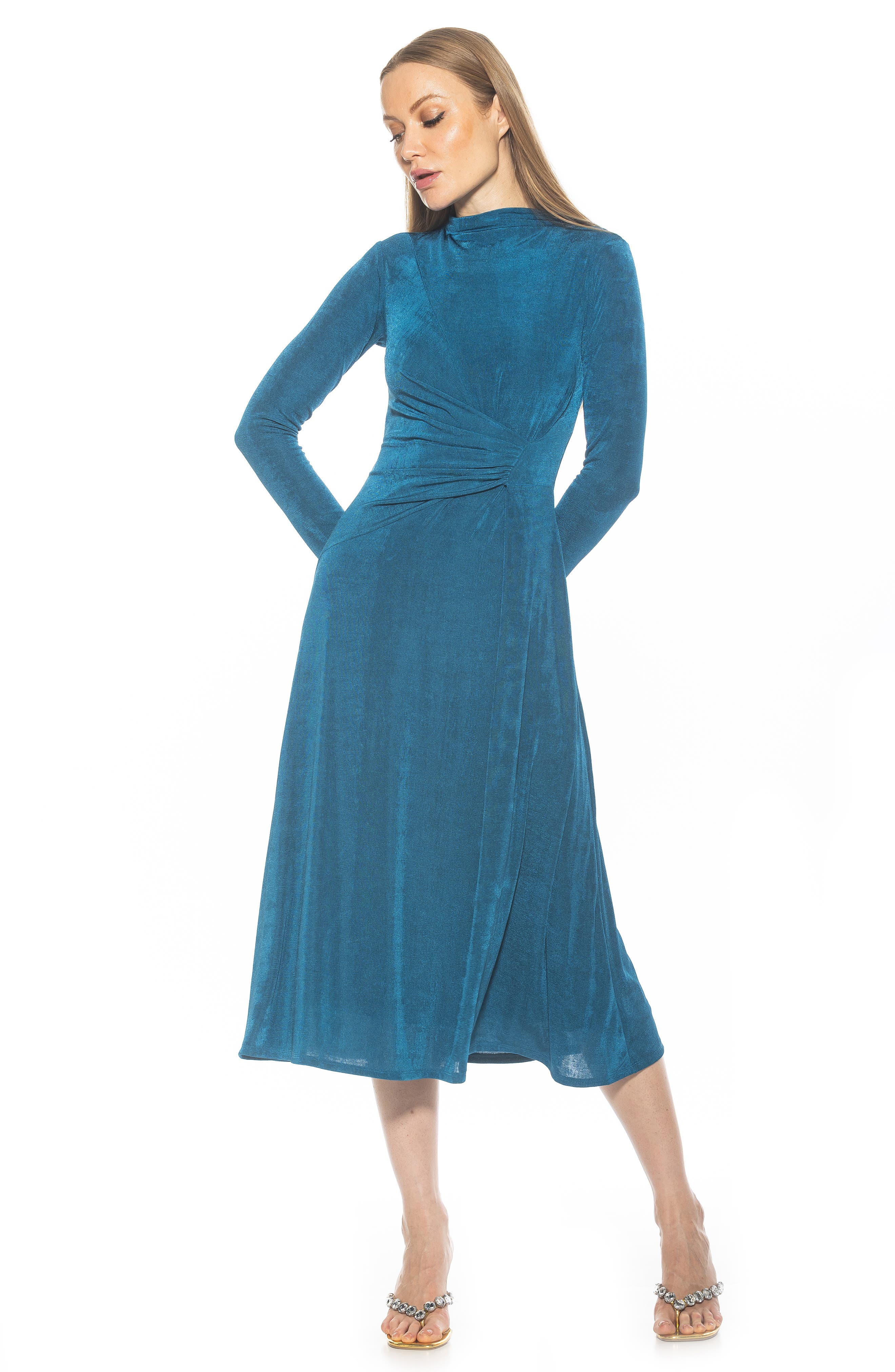 Alexia Admor Marla Long Sleeve Draped Midi Dress | Nordstromrack