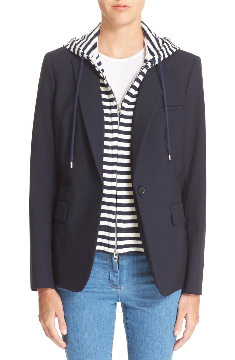 Veronica Beard 'Classic' Jacket with Removable Stripe Hooded Dickey ...