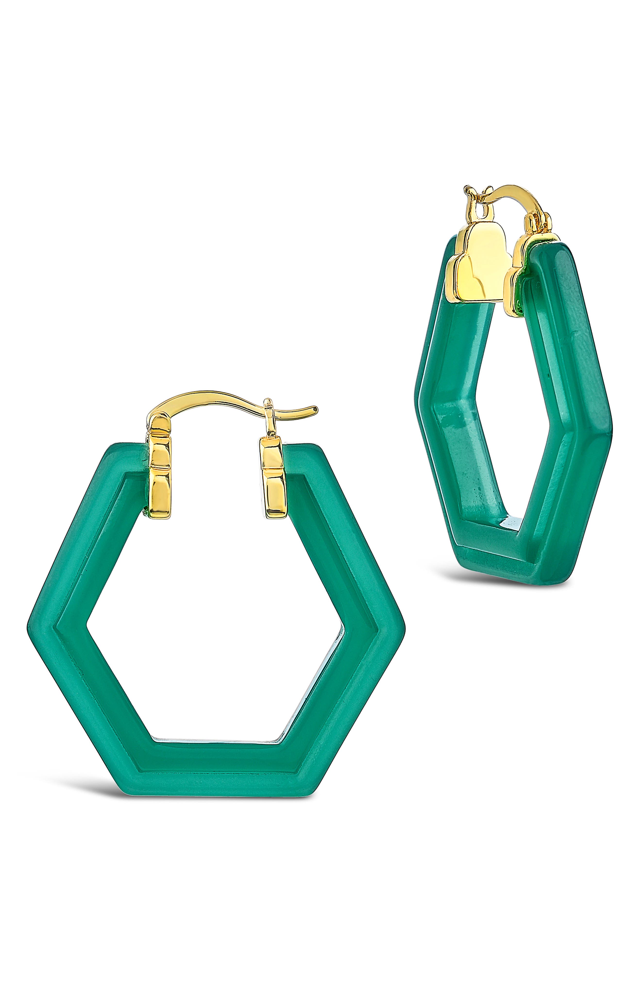 Sterling Forever Sangria Lucite Hoop Earrings | Nordstromrack