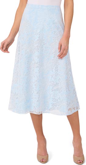 CeCe Floral Embroidery Bias Midi Skirt | Nordstrom