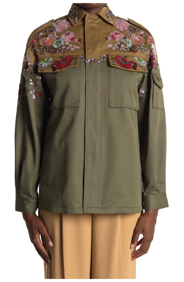 Valentino Sequin Embroidered Floral Colorblock Jacket | Nordstromrack