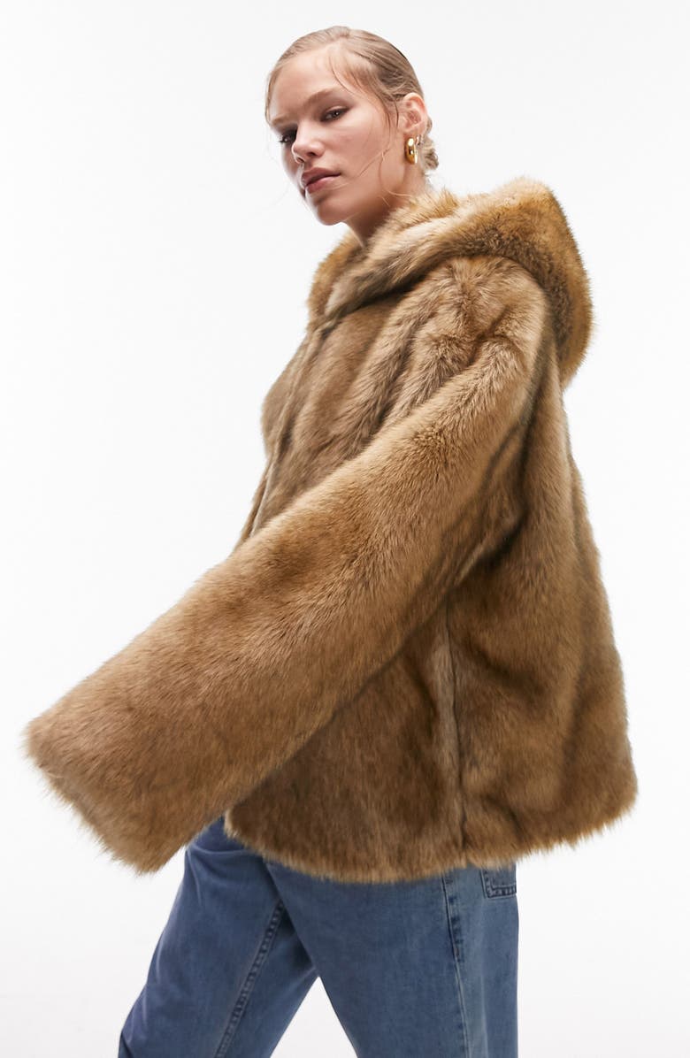 Topshop Hooded Faux Fur Coat | Nordstrom