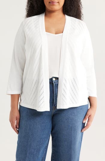 KASPER Patterned Stitch Long Sleeve Cardigan Sweater | Nordstrom