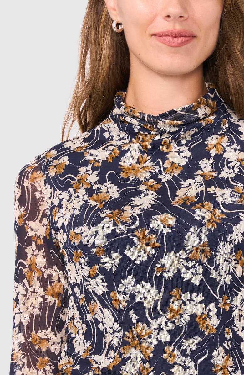 Halogen® Floral Cowl Neck Mesh Top | Nordstromrack