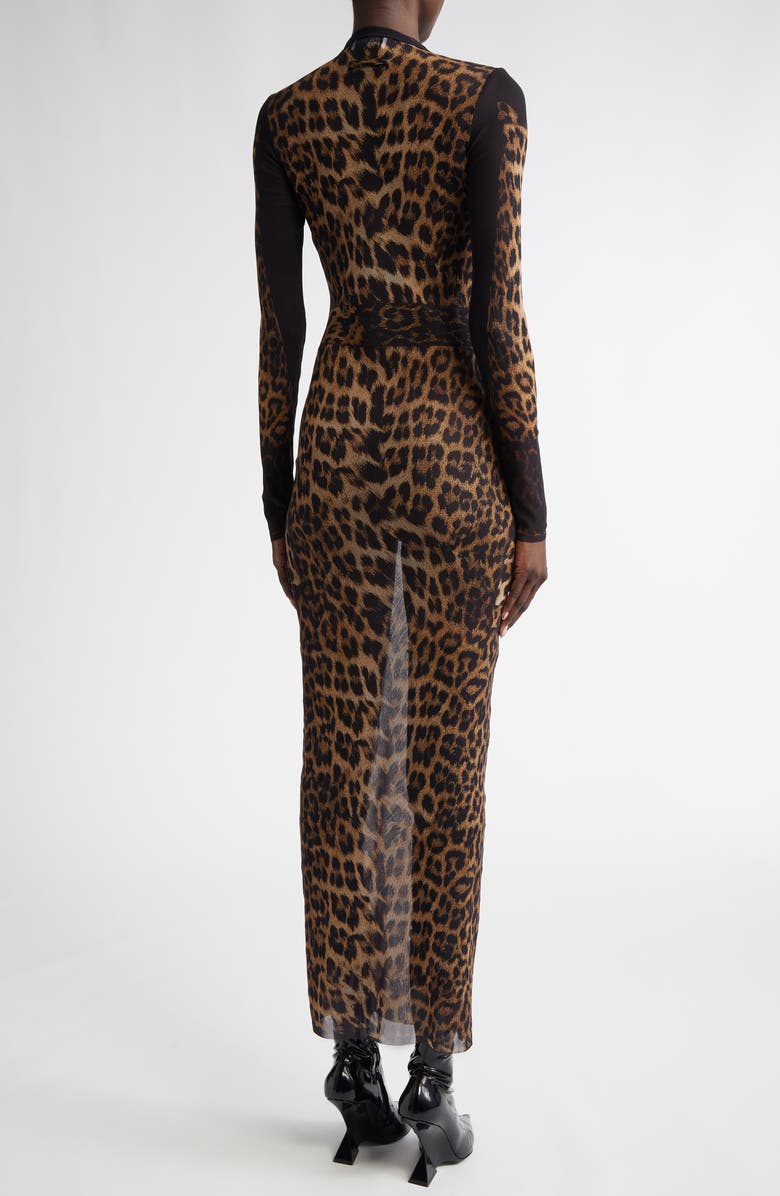 Jean Paul Gaultier Leopard Print Long Sleeve Mesh Dress | Nordstrom