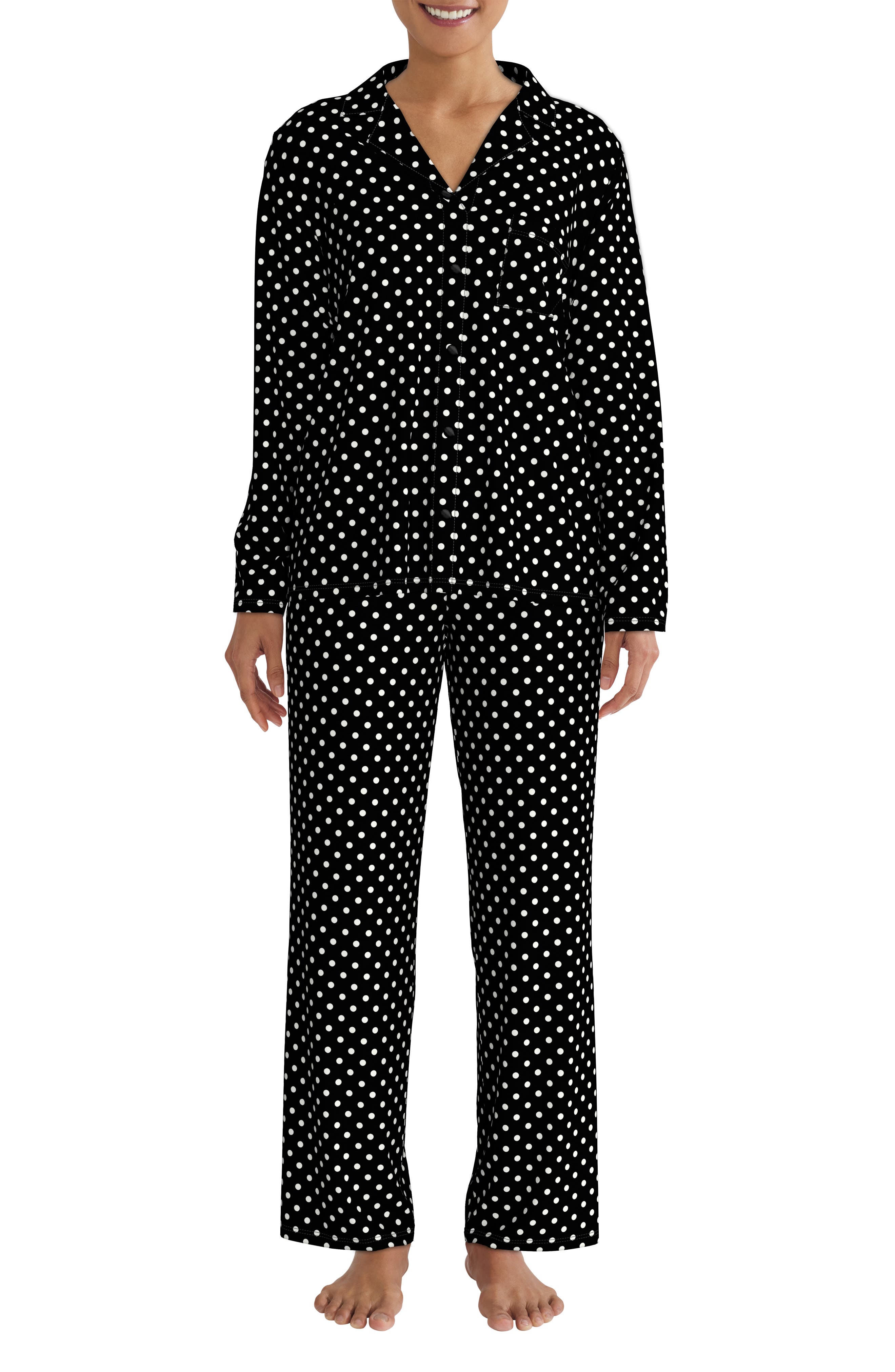 Anne Klein Velour Long Sleeve Notch Pajama Set | Nordstromrack