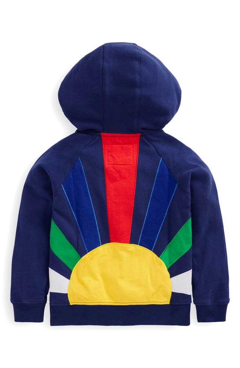 Mini Boden Kids' Rainbow Appliqué Cotton Zip-Up Hoodie | Nordstromrack
