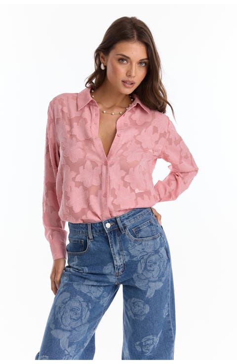 Women's Pink Button Up Tops | Nordstrom