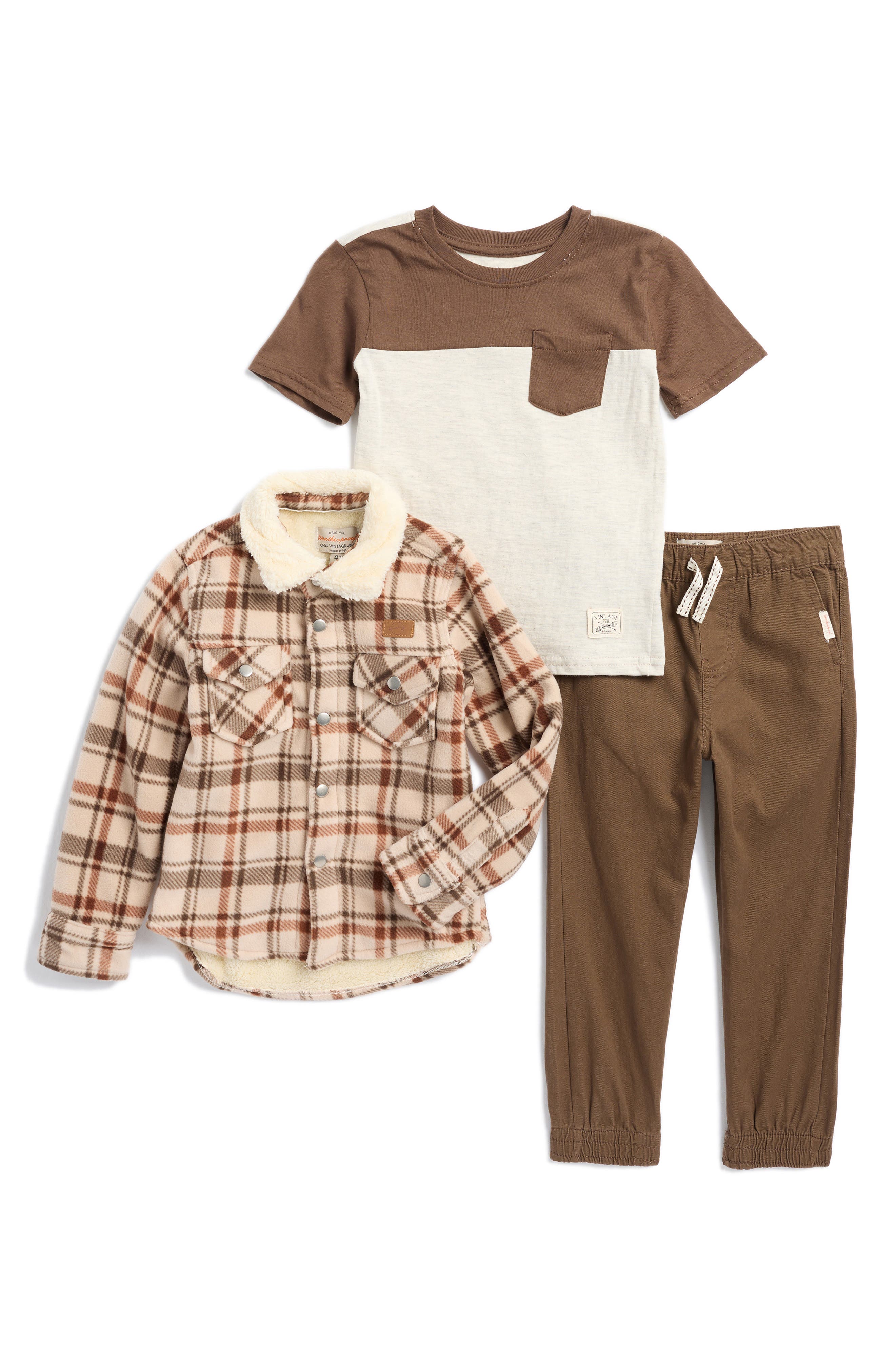 Weatherproof® Kids' Three-Piece Faux Shearling Collar Plaid Flannel ...