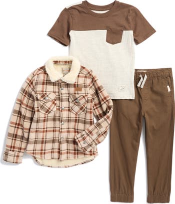 Weatherproof® Kids' Three-Piece Faux Shearling Collar Plaid Flannel ...