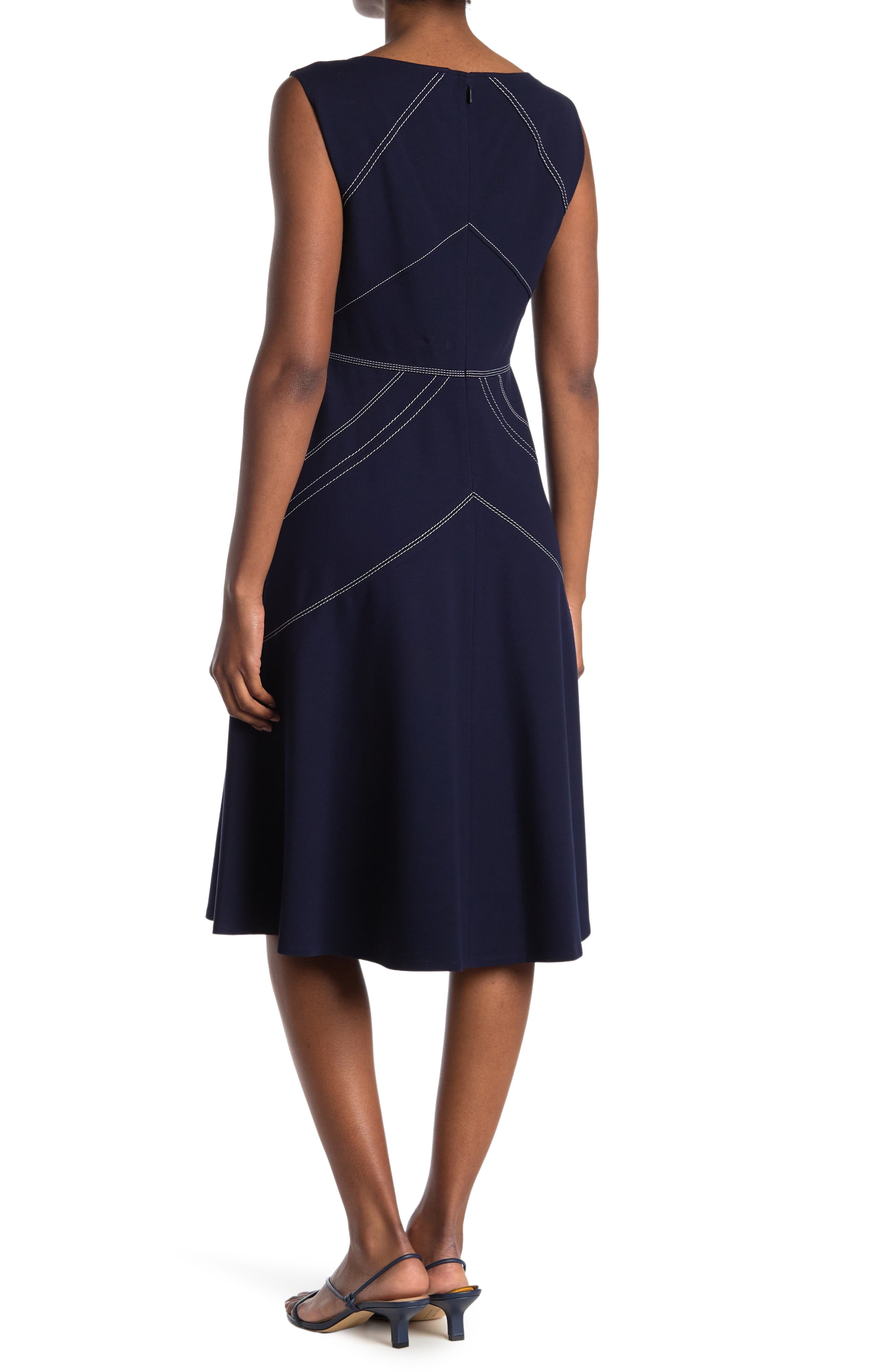 Lafayette 148 New York Natasha Contrast Stitch Sleeveless Dress ...