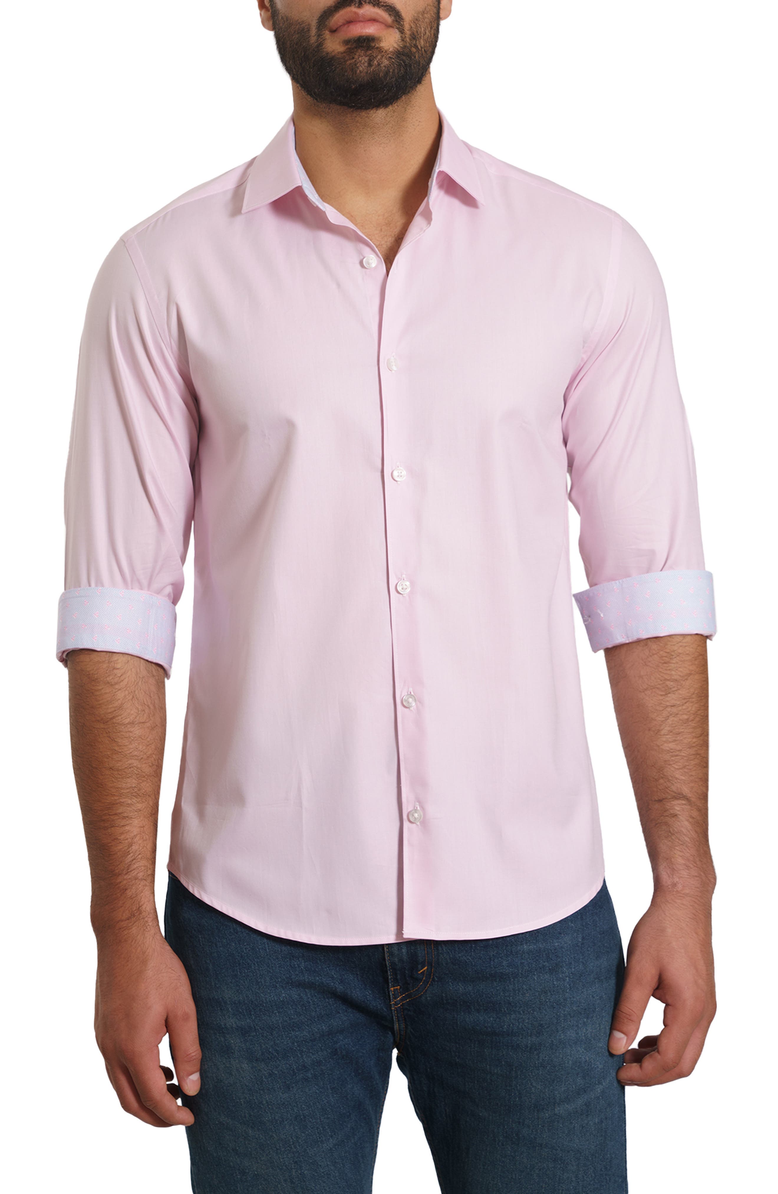 Jared Lang Trim Fit Solid Cotton Button-Up Shirt (Men) | Nordstromrack