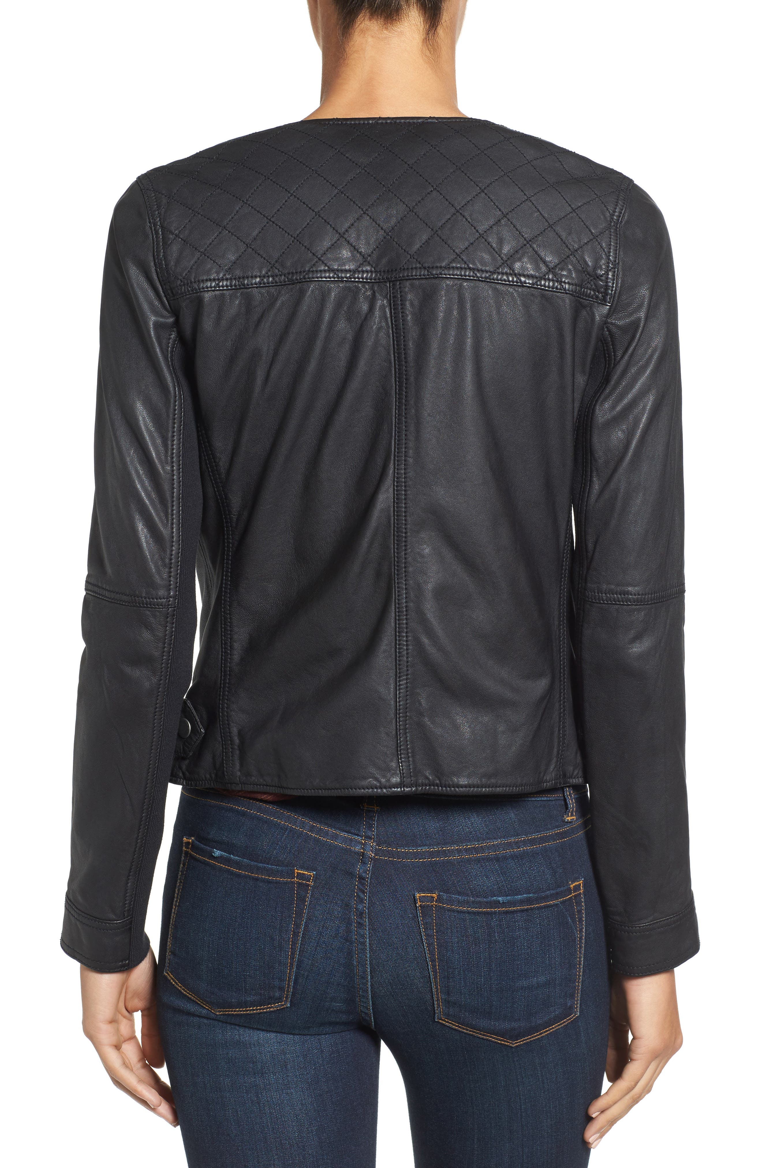 Caslon® Collarless Leather Jacket | Nordstromrack