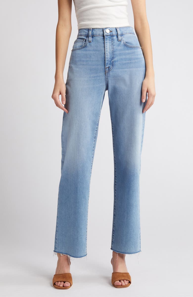 FRAME Le Jane Frayed High Waist Straight Leg Jeans | Nordstrom