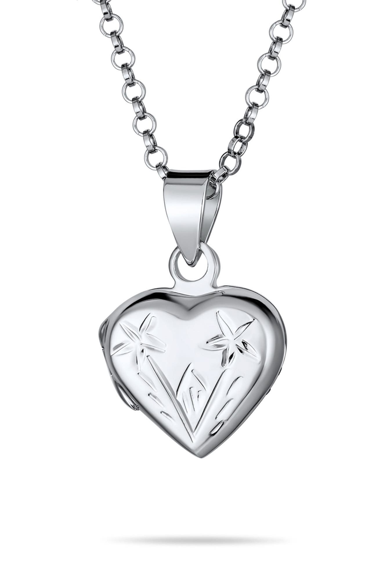 BLING JEWELRY Sterling Silver Heart Locket Necklace | Nordstromrack