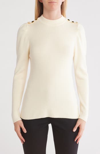 Laundry by Shelli Segal Shoulder Button Puff Sleeve Sweater | Nordstromrack