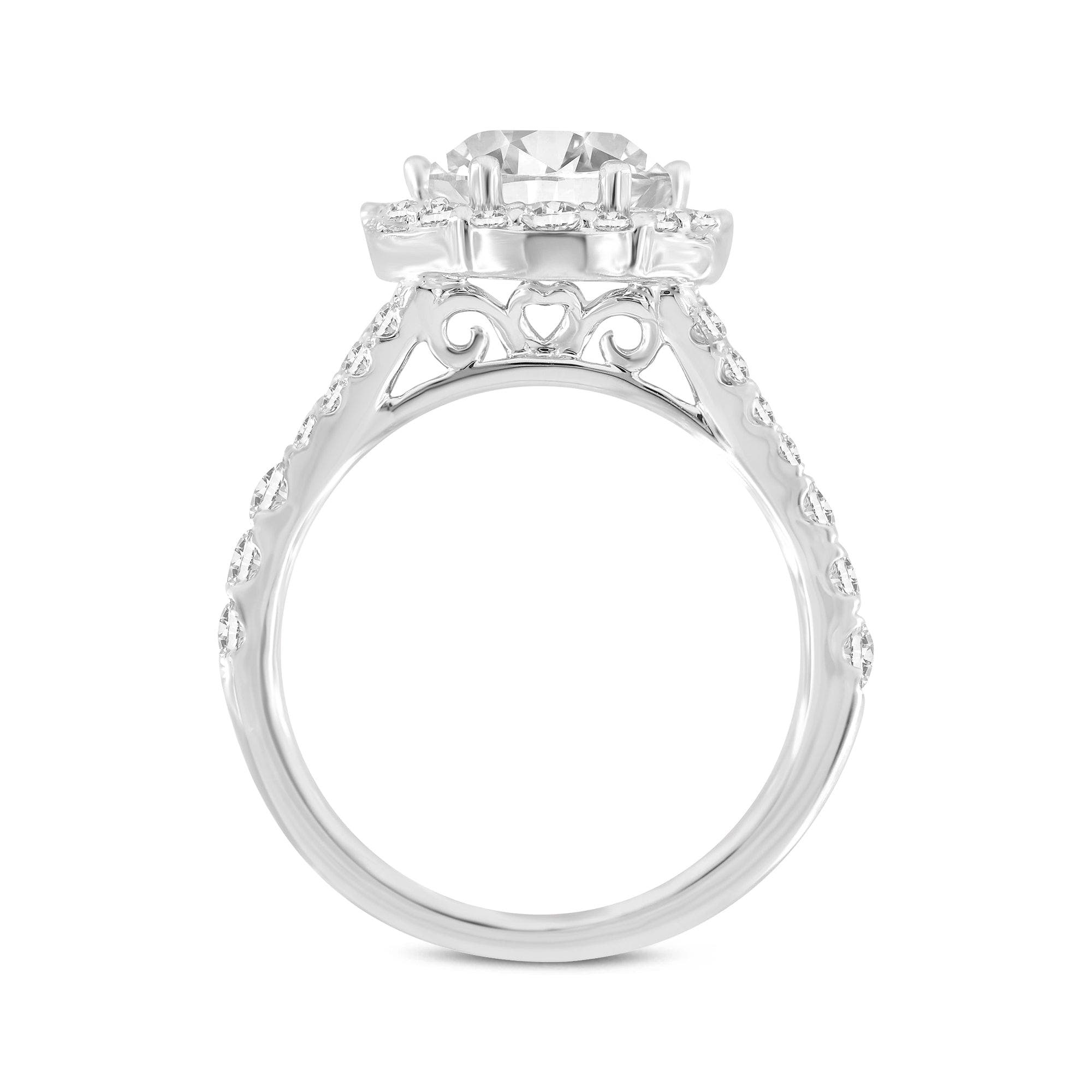 LuvMyJewelry Celine 14K White Gold Round Cut Lab Grown Diamond Halo ...