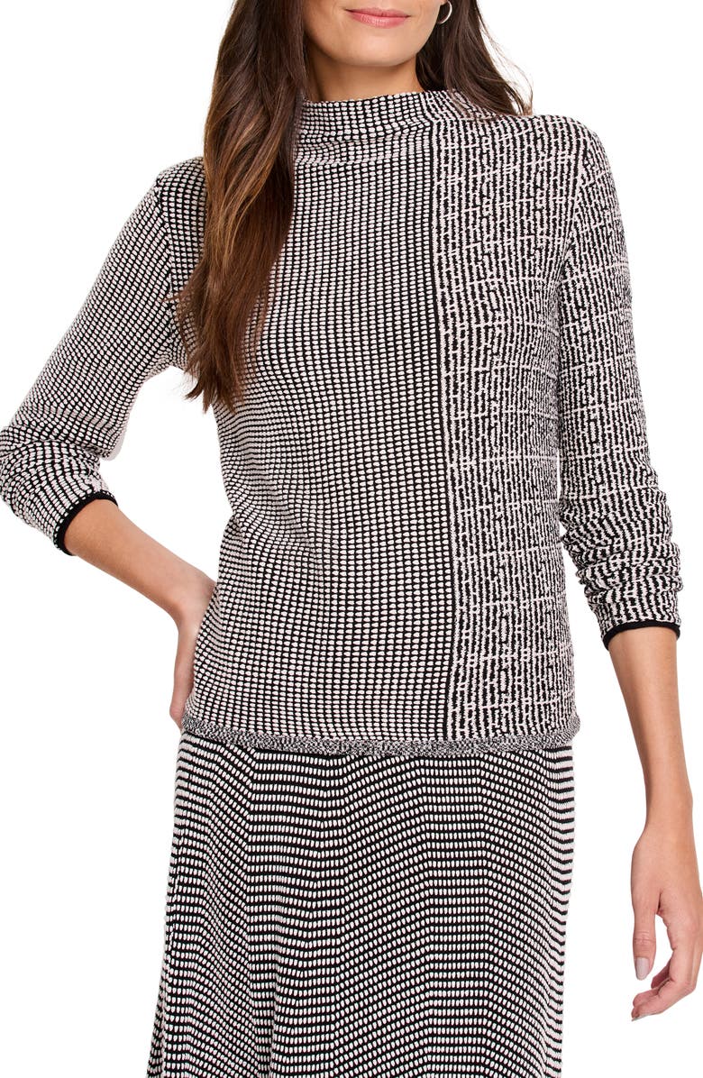 NIC+ZOE Pixel Funnel Neck Cotton Blend Sweater | Nordstromrack