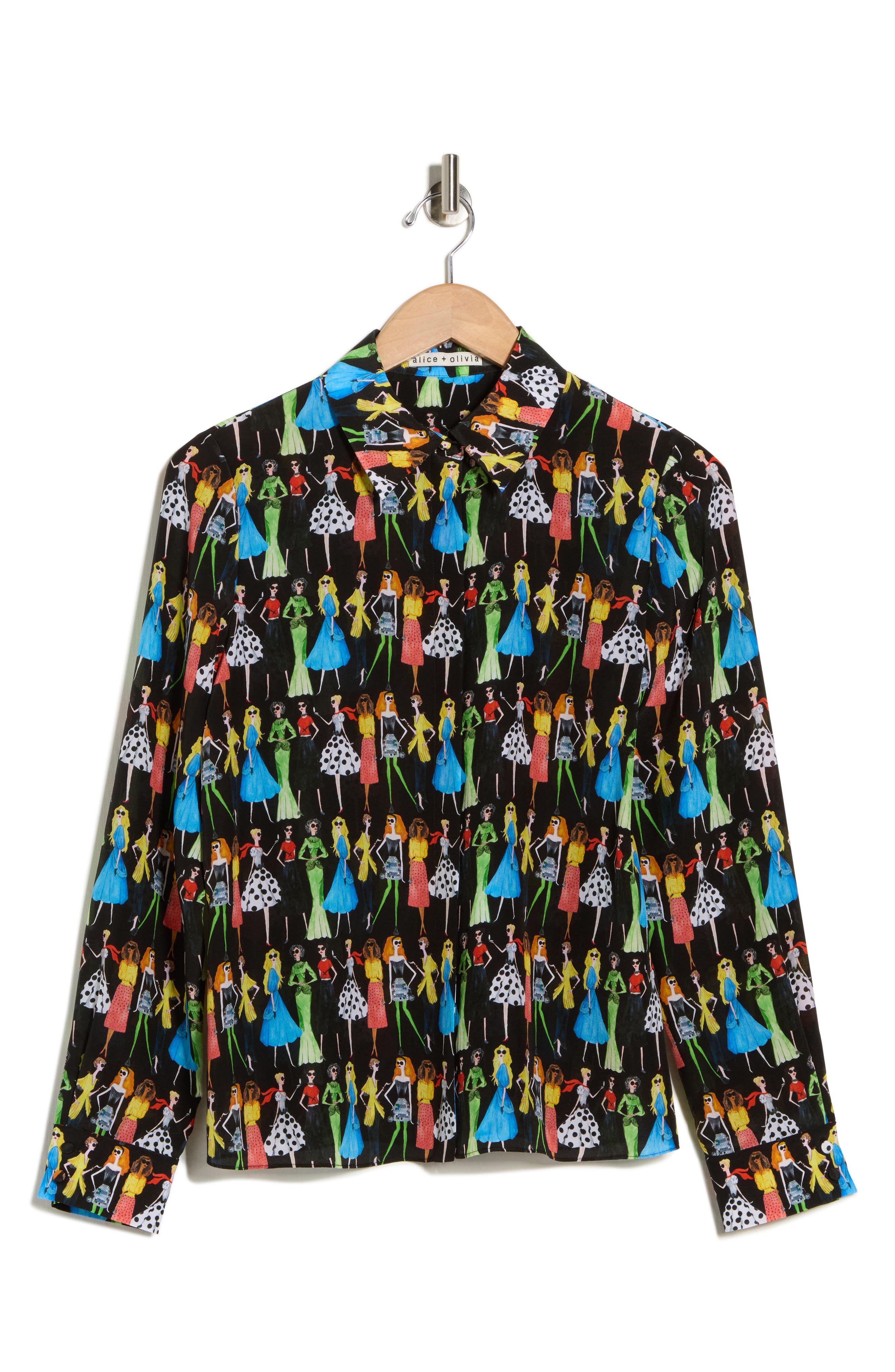 Alice + Olivia Willa Staceface Silk Button-Up Shirt | Nordstromrack