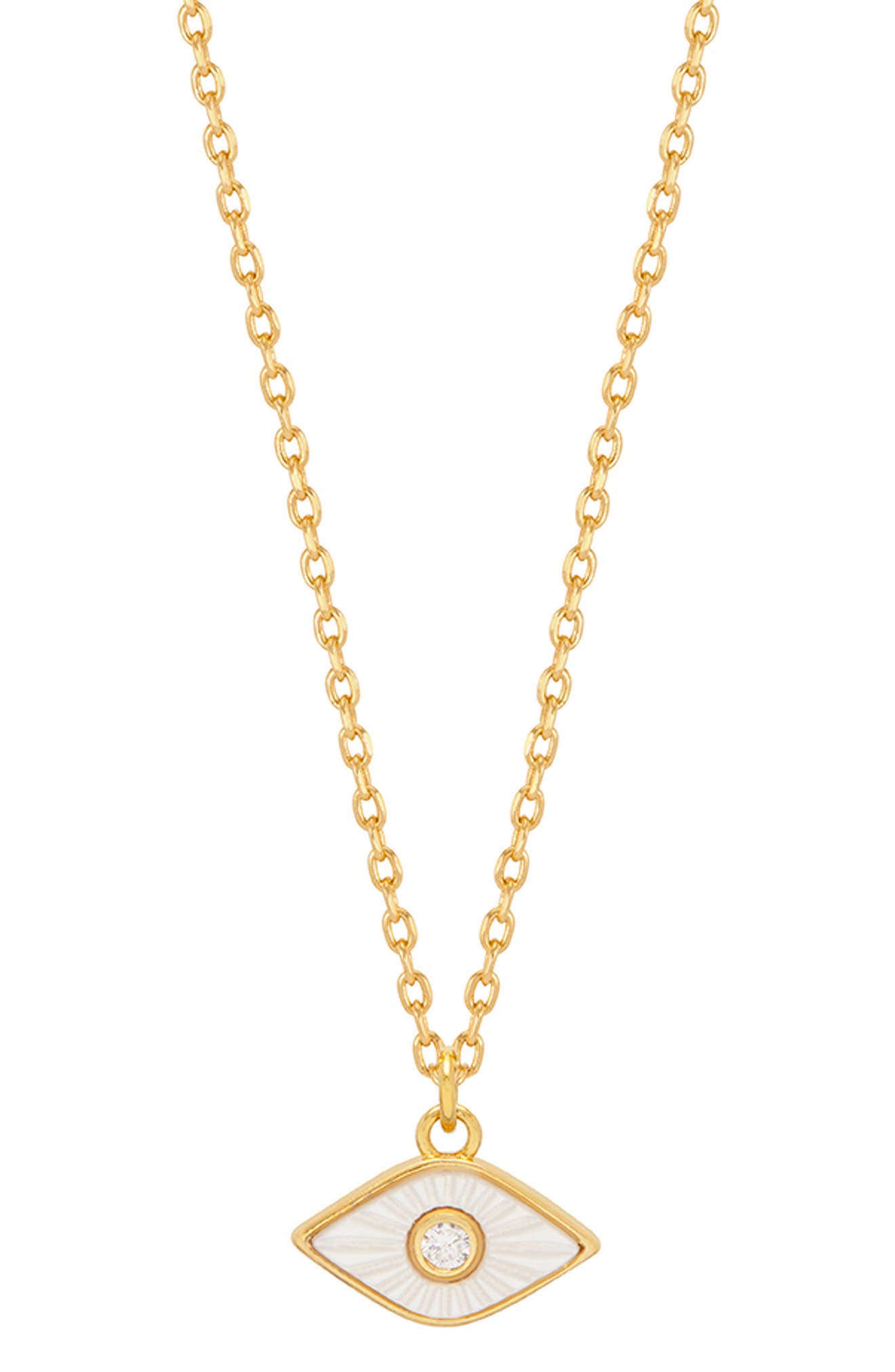 Estella Bartlett Mother-of-Pearl Evil Eye Pendant Necklace | Nordstrom