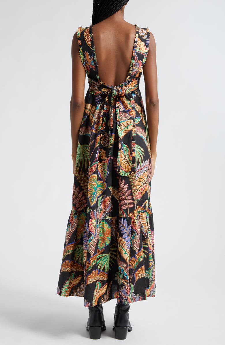 FARM Rio Cool Foliage Button Front Tie Back Maxi Dress | Nordstromrack