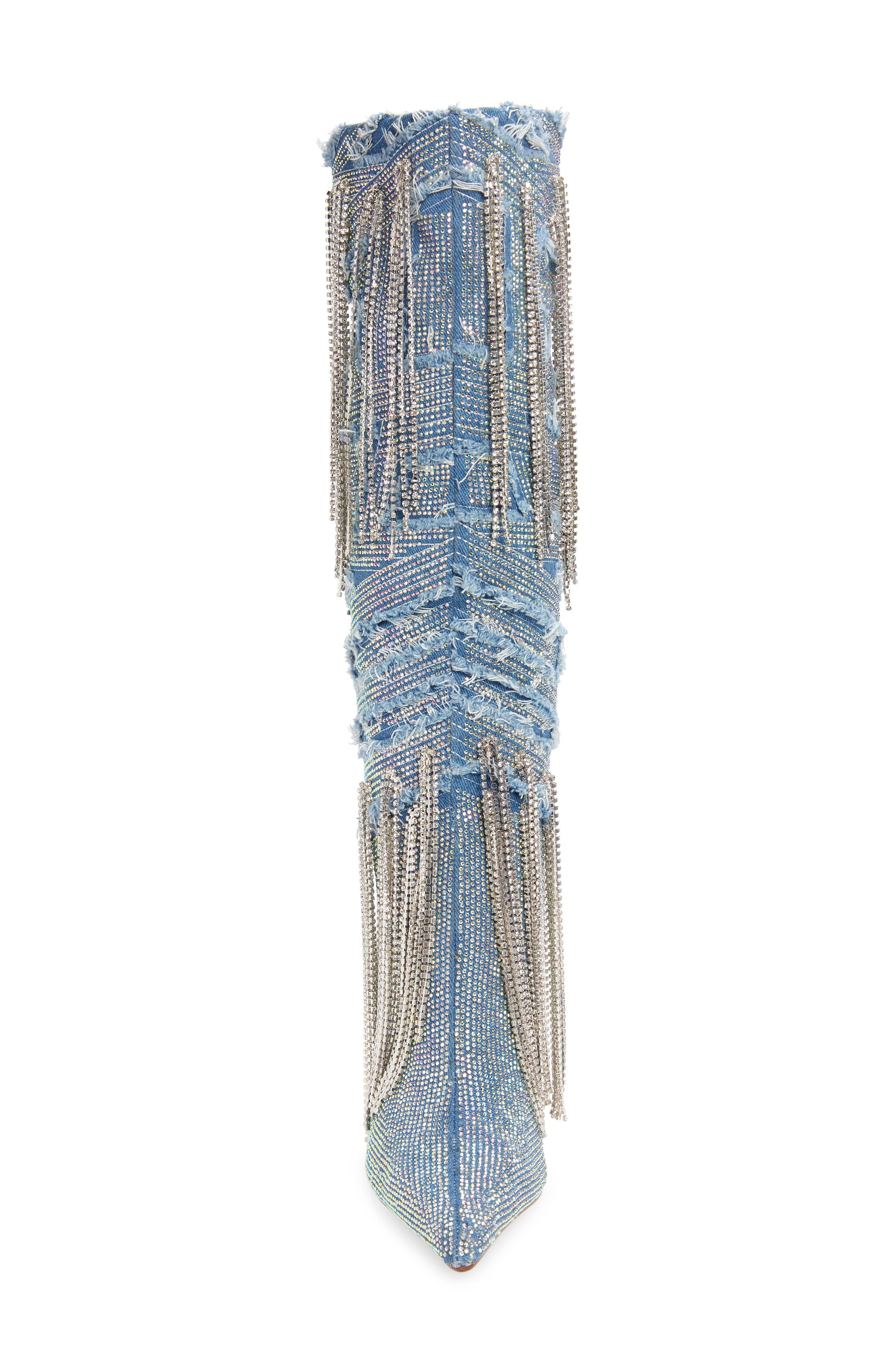AZALEA WANG Mischief 3 Fringe Pointed Toe Knee High Boot (Women ...