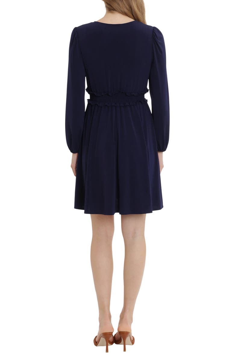 London Times V-Neck Long Sleeve Smocked Dress | Nordstromrack