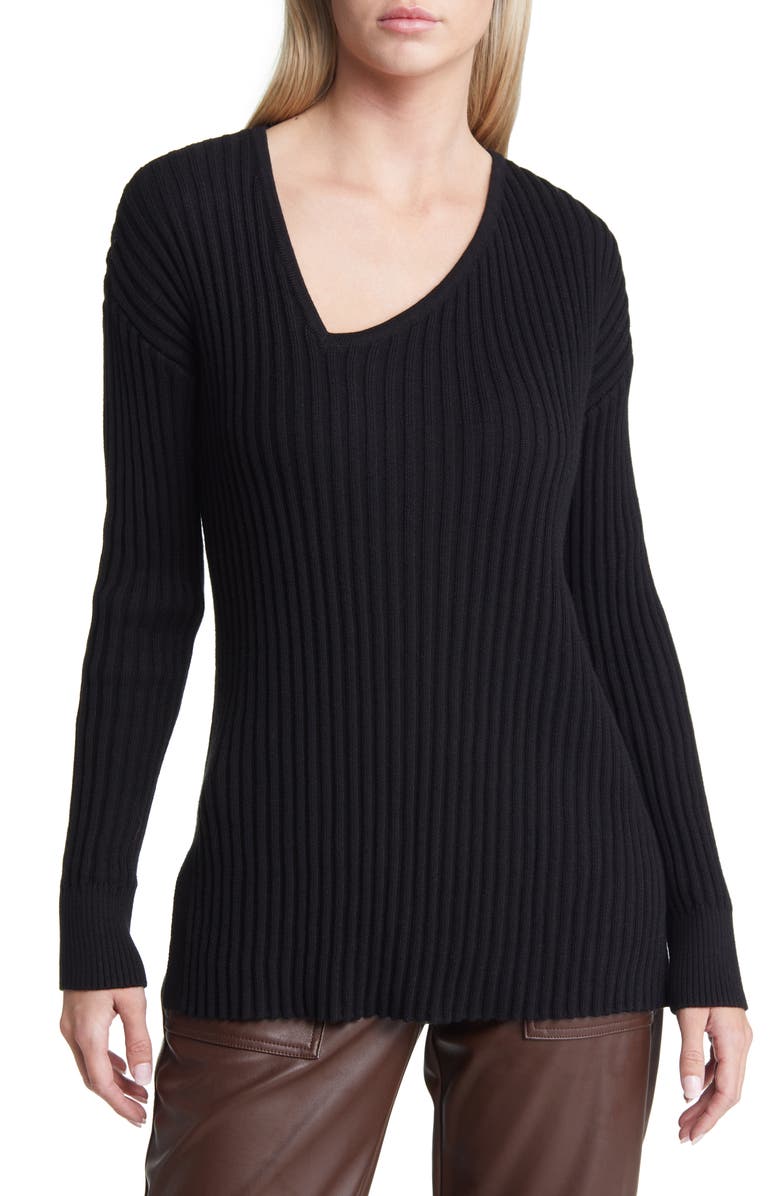 Open Edit Asymmetric V-Neck Tunic Sweater | Nordstromrack