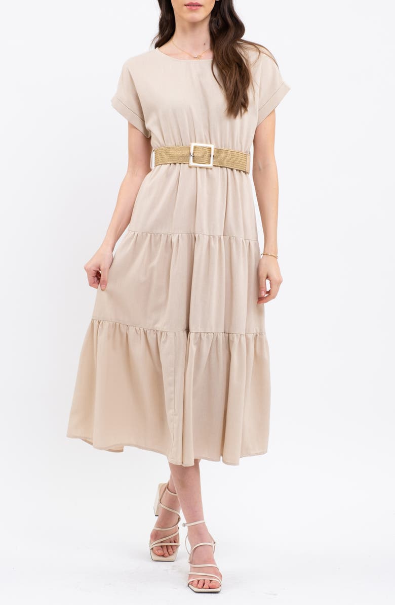 Blu Pepper Button Back Short Sleeve Midi Dress | Nordstromrack