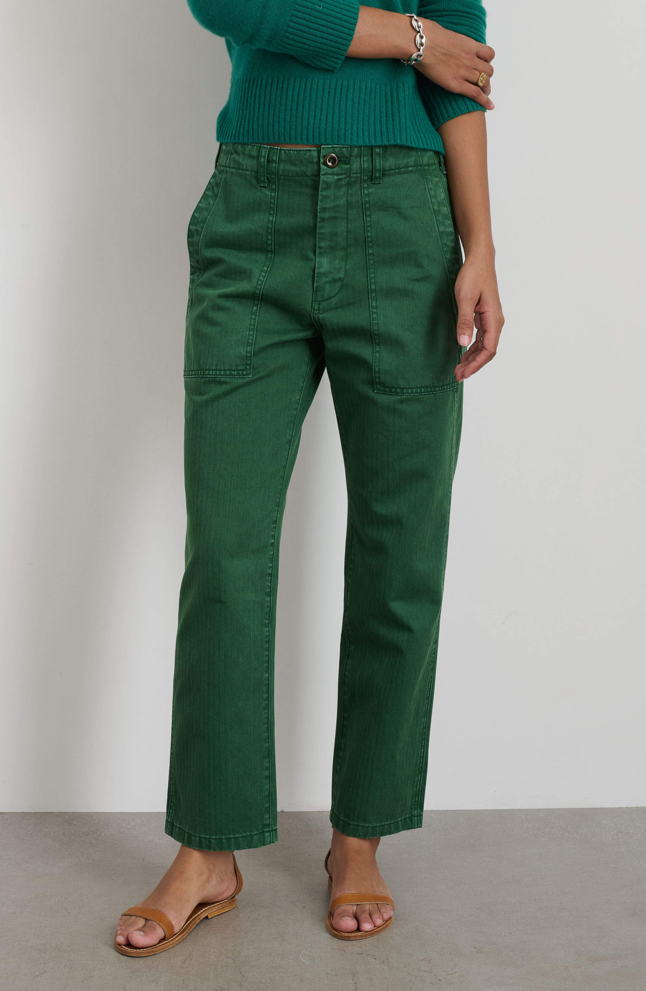 Alex Mill Neil Herringbone High Waist Straight Leg Utility Pants ...