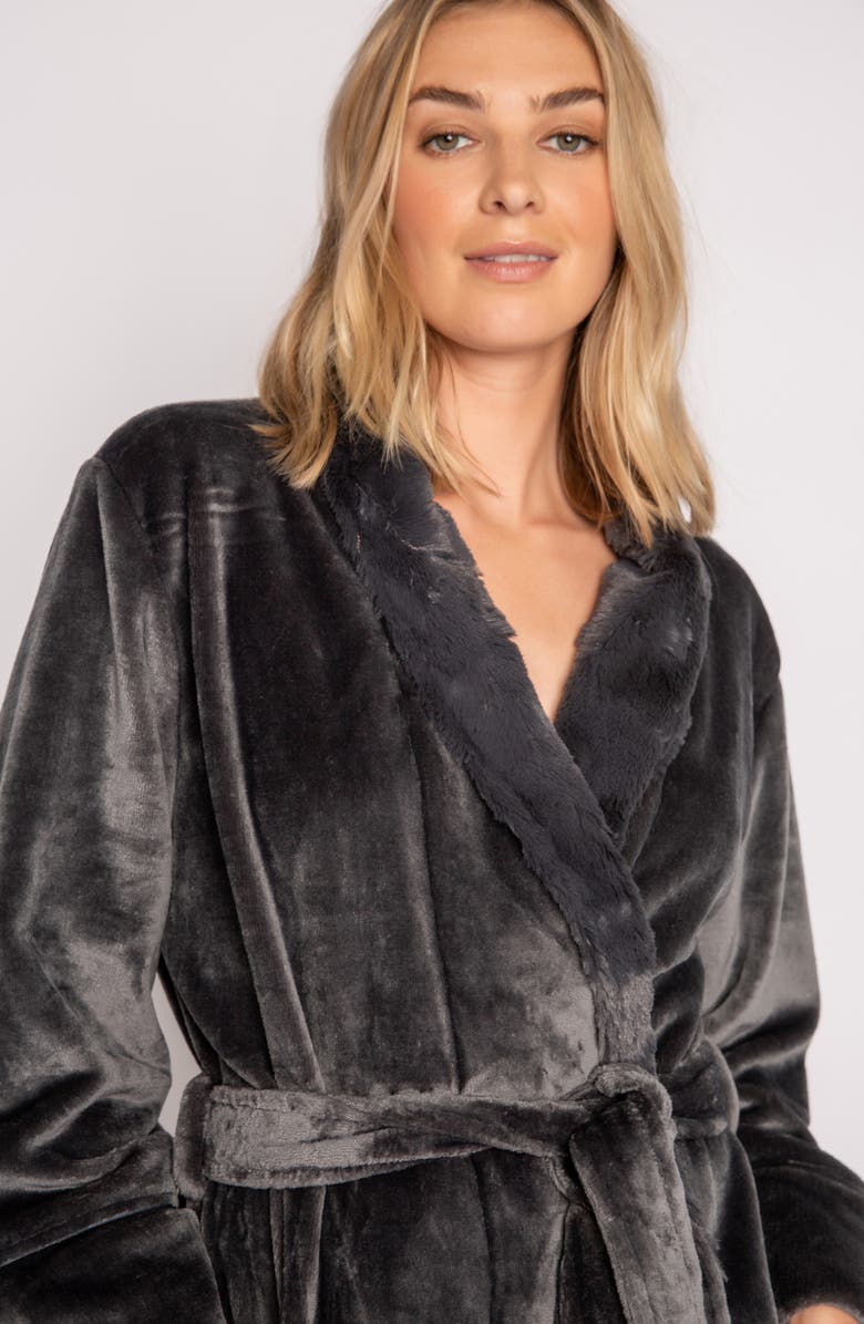 PJ Salvage Luxe Plush Faux Fur Trim Robe | Nordstromrack