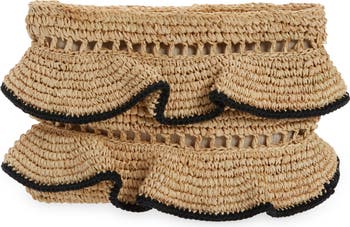 BTB Los Angeles Joey Ruffle Raffia Clutch | Nordstrom