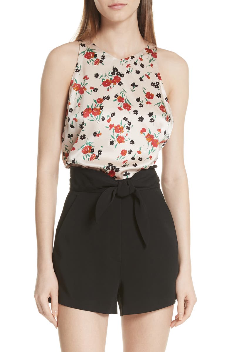 A.L.C. Ansie Floral Print Stretch Silk Top | Nordstrom