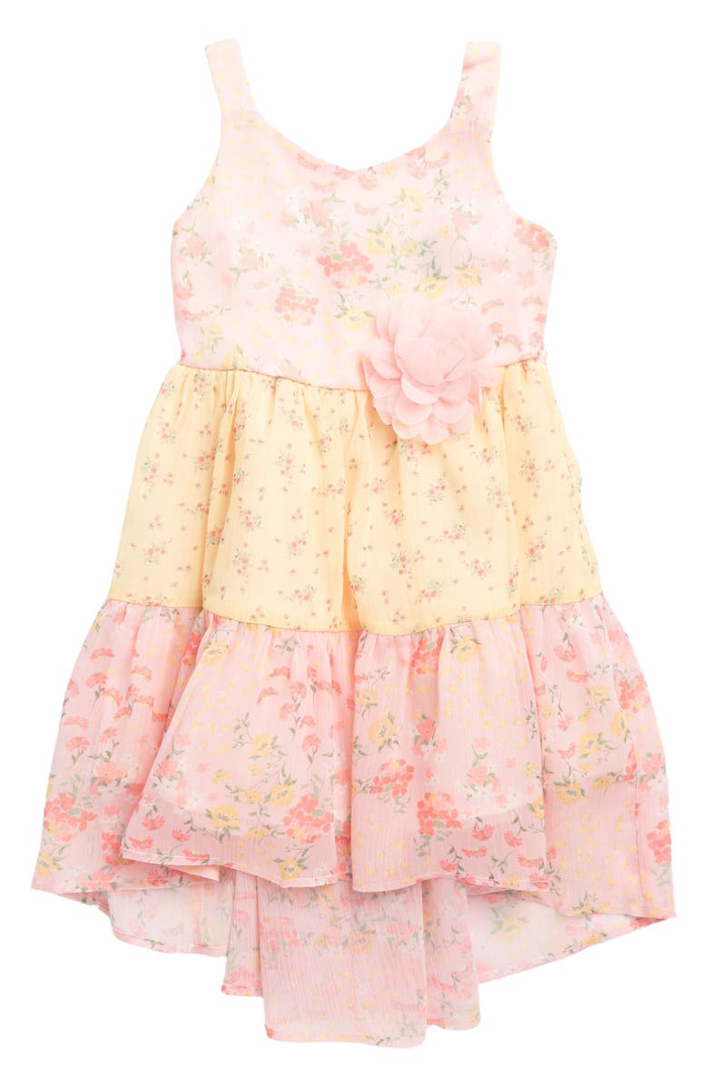 Zunie Kids' Mix Floral Print Tiered Chiffon Dress | Nordstromrack