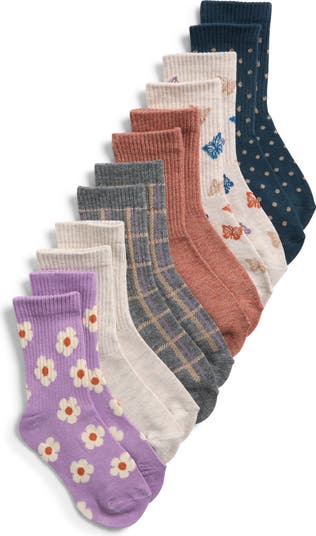Capelli New York Kids' Mix Pattern Assorted 6-Pack Gripper Crew Socks ...