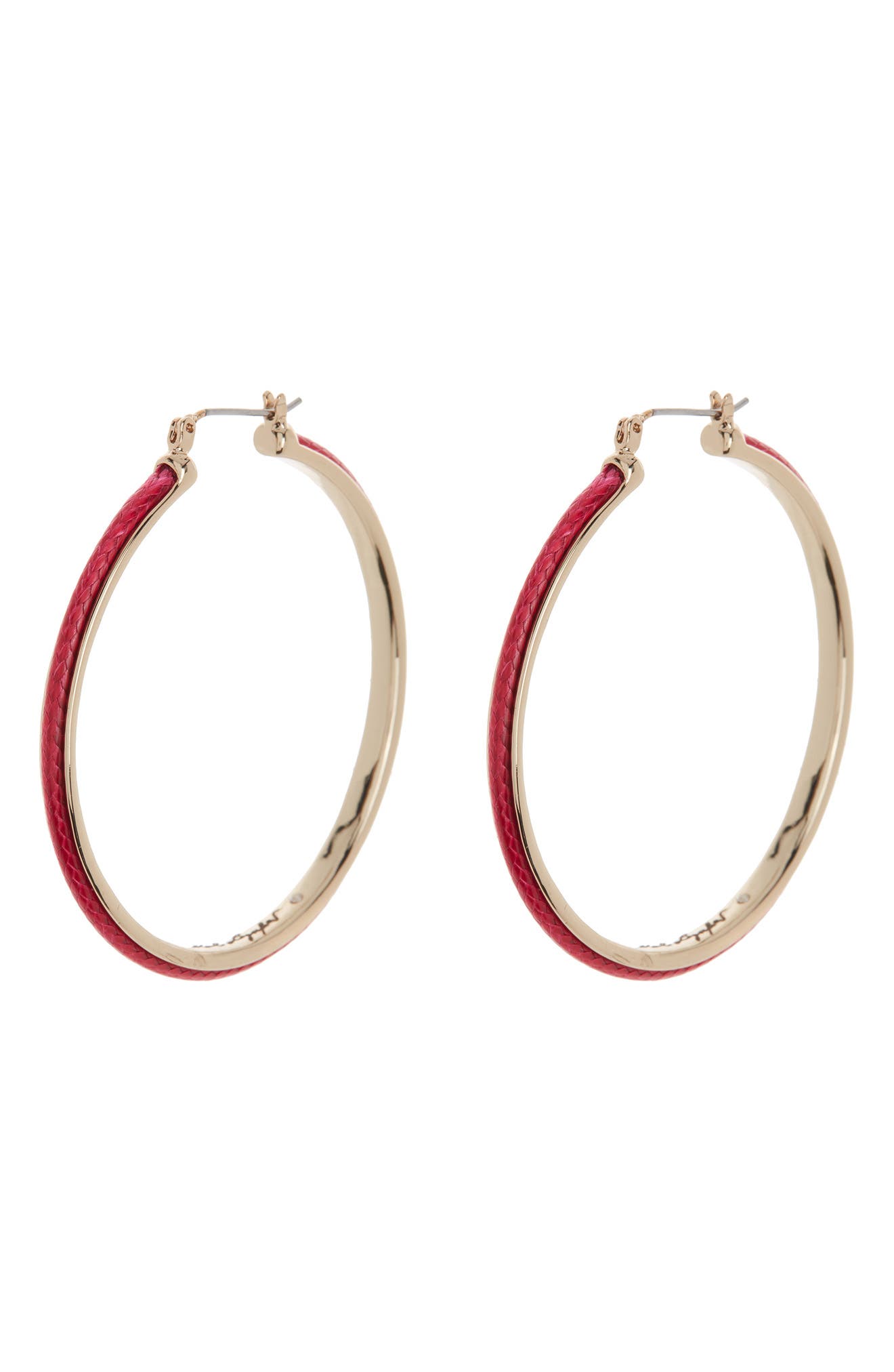 KARL LAGERFELD PARIS Gold-Tone Faux Leather Inlay 50mm Hoop Earrings ...
