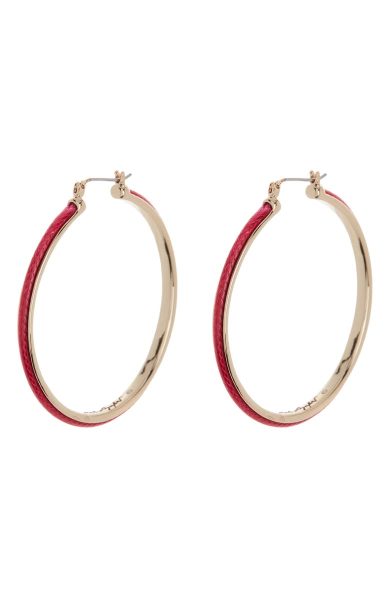 KARL LAGERFELD PARIS Gold-Tone Faux Leather Inlay 50mm Hoop Earrings ...