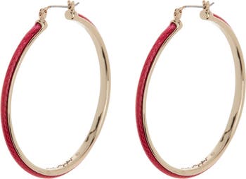 KARL LAGERFELD PARIS Gold-Tone Faux Leather Inlay 50mm Hoop Earrings ...