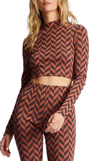 Billabong New Heights Chevron Mock Neck Crop Top | Nordstrom