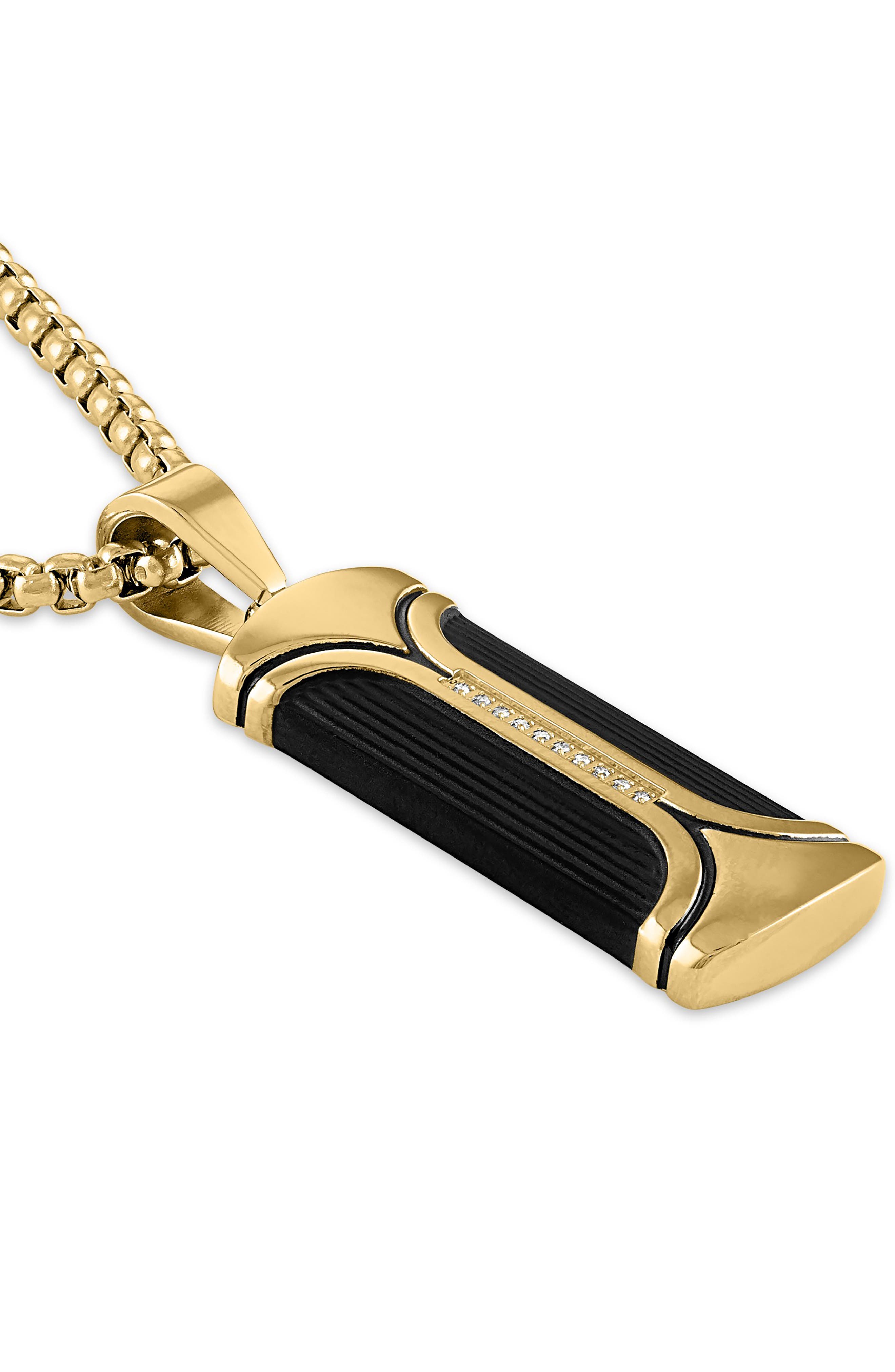 Esquire Men's Two-Tone Stainless Steel Diamond Dog Tag Pendant Necklace ...