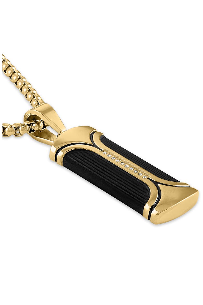 Men's Two-Tone Stainless Steel Diamond Dog Tag Pendant Necklace (Men ...