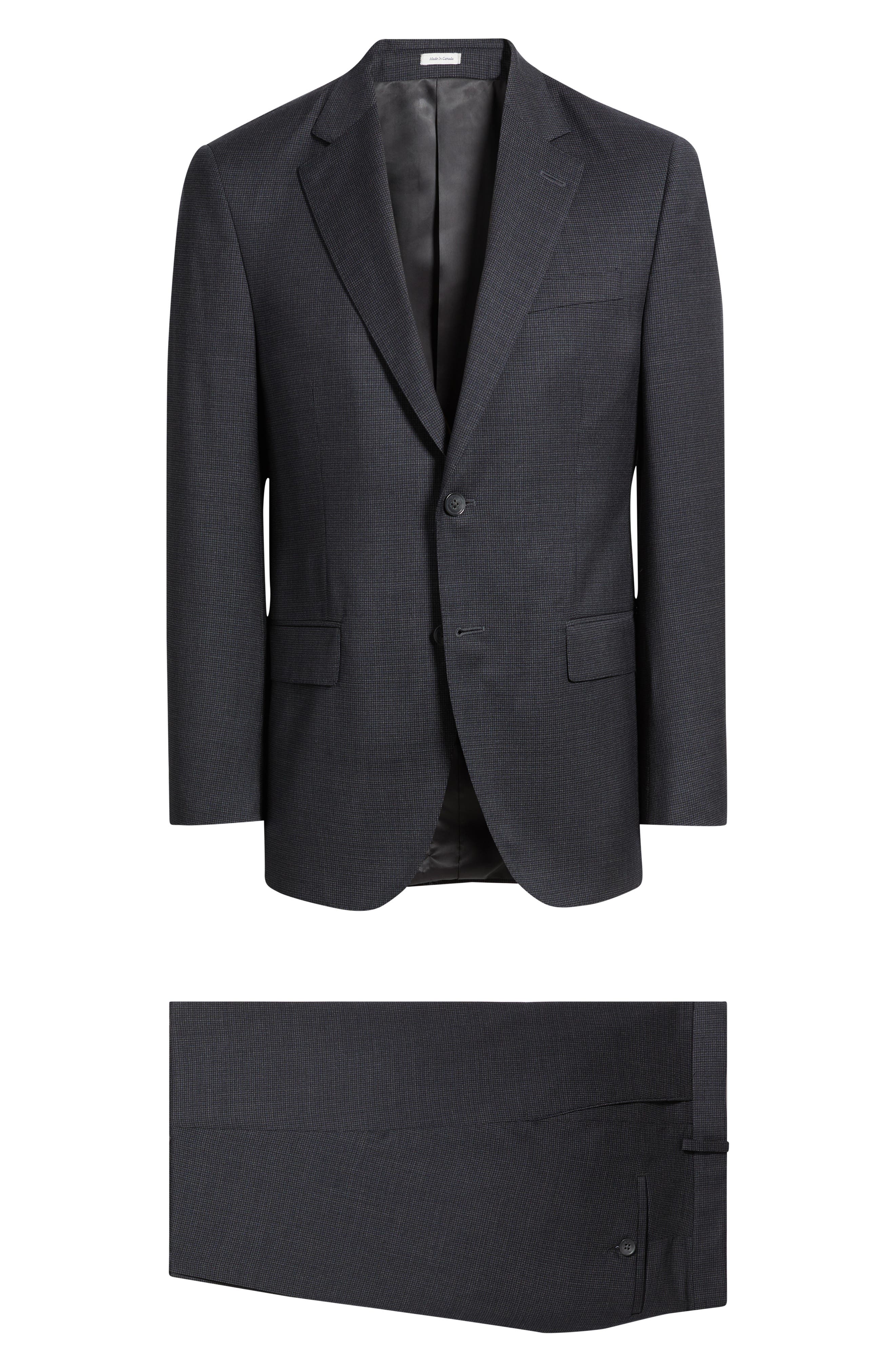 Peter Millar Flynn Classic Fit Charcoal Grey Microcheck Wool Suit ...