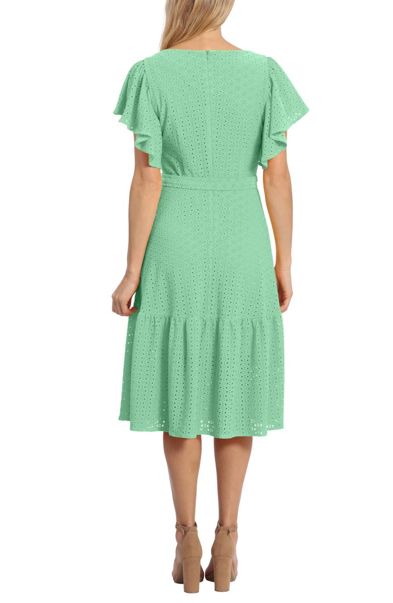 London Times Flutter Sleeve Embroidered Eyelet Midi Dress | Nordstromrack