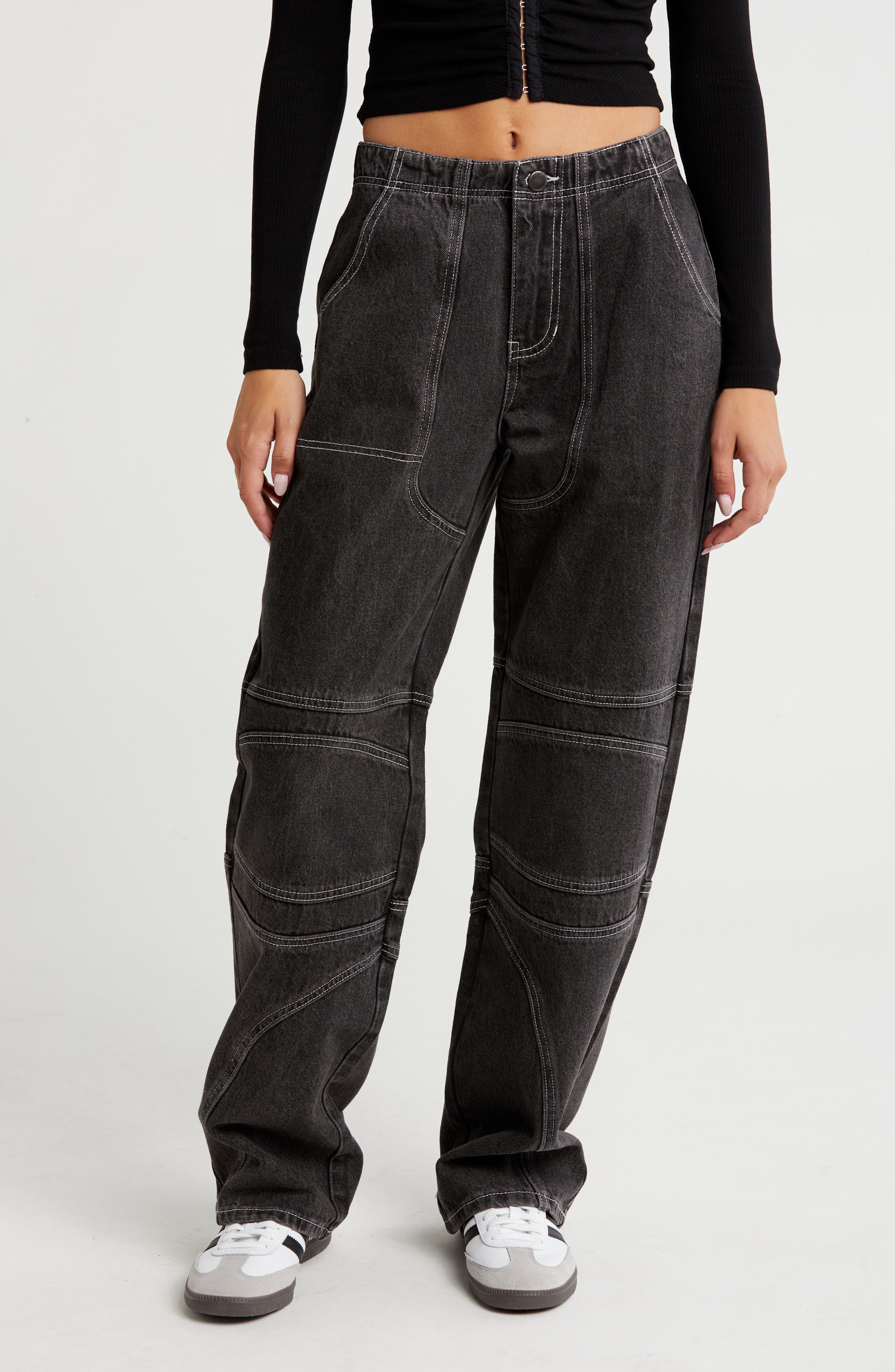 PTCL Moto Pop Stitch High Waist Straight Leg Jeans | Nordstromrack