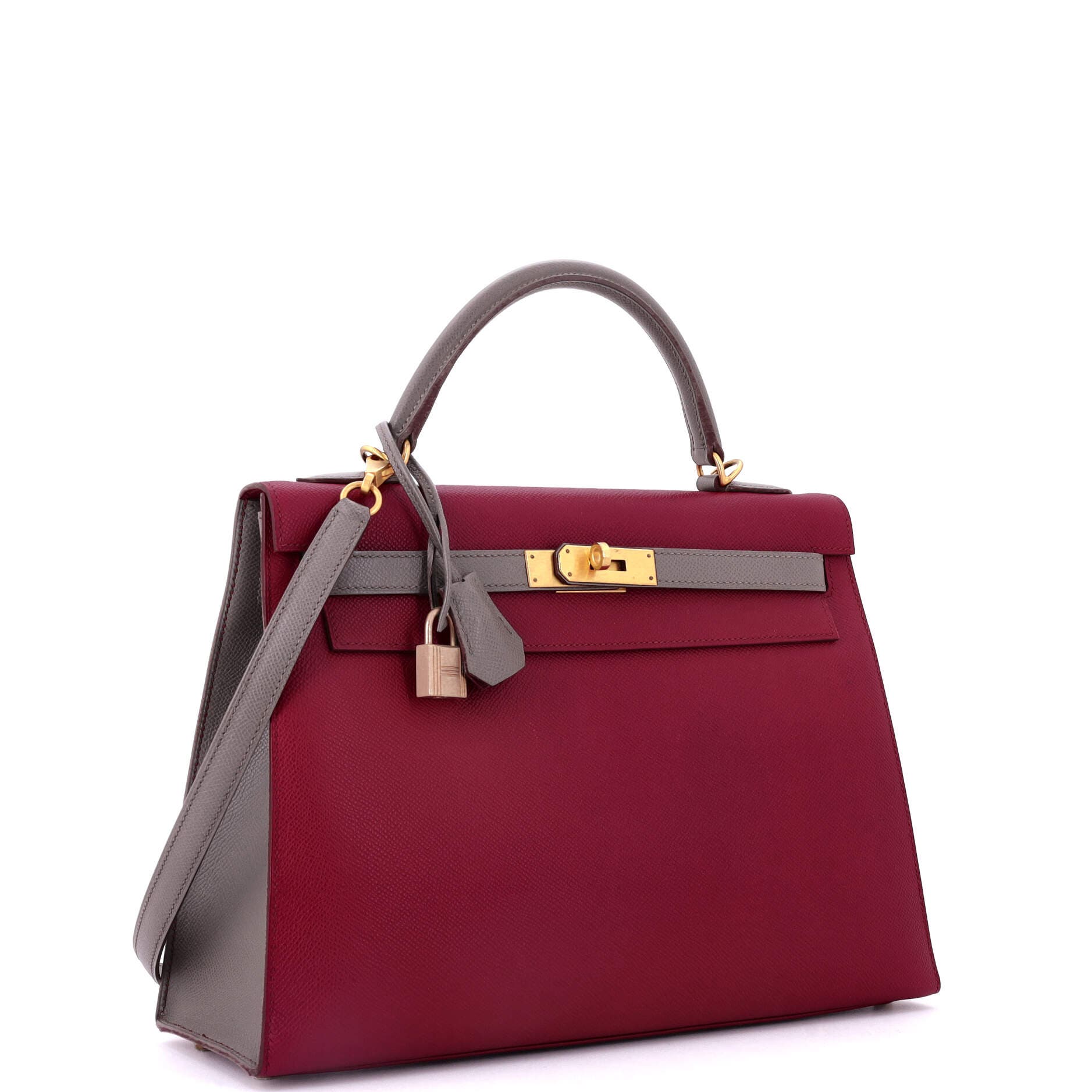 Pre-Owned Hermes Kelly Handbag Bicolor Epsom with Brushed Gold Hardware ...