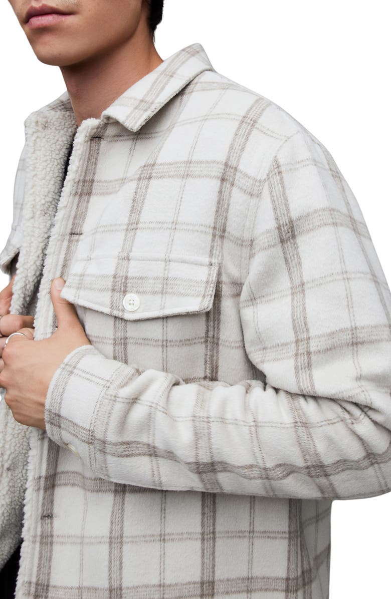 AllSaints Vedder Check High Pile Fleece Lined Jacket | Nordstromrack
