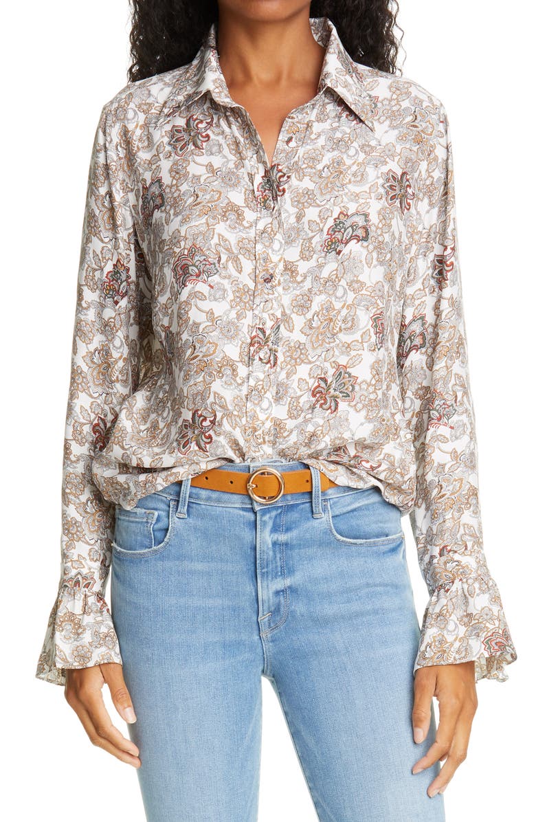 FRAME '70s Ruffle Silk Top | Nordstromrack