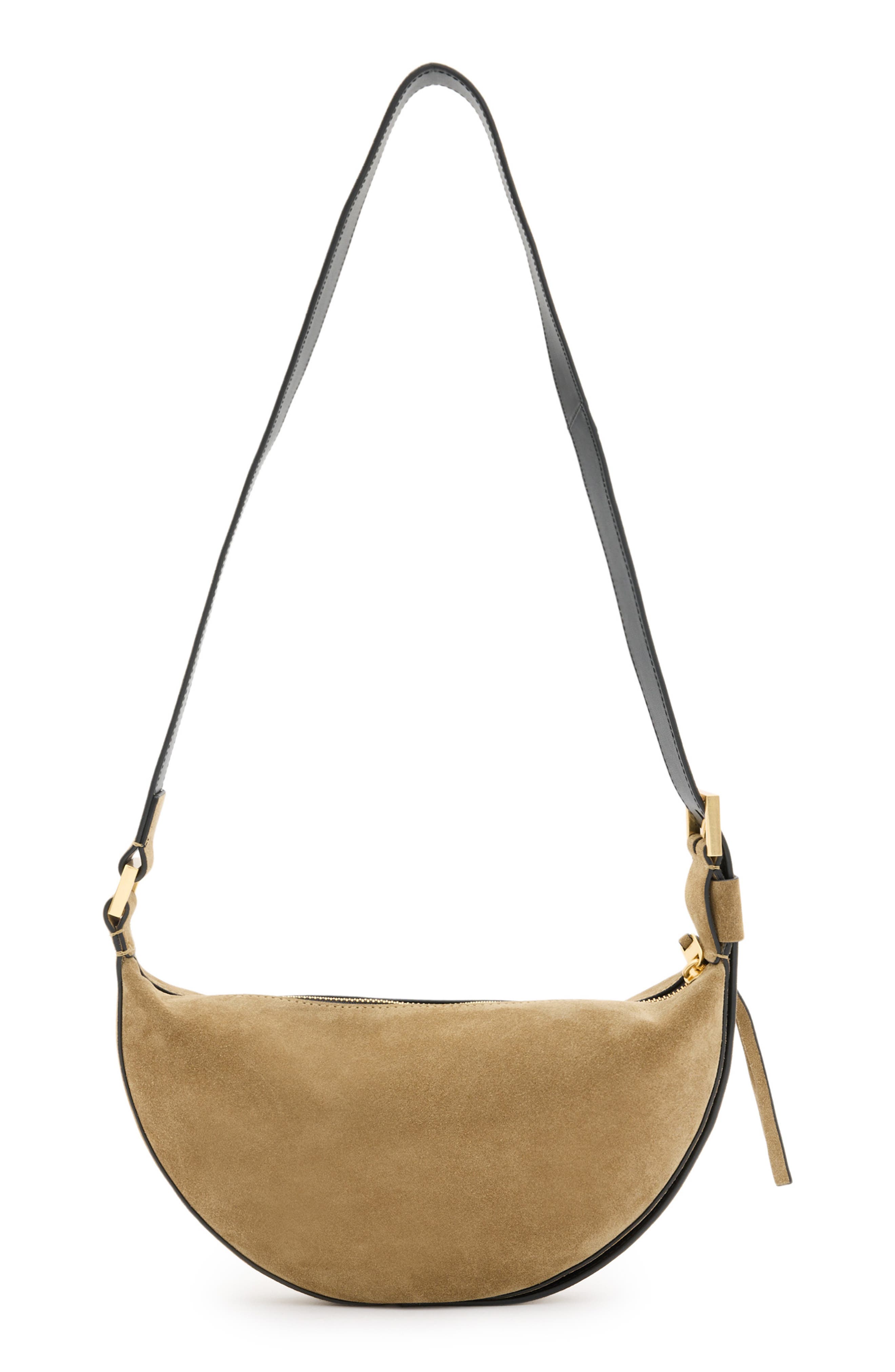 AllSaints Half Moon Suede Crossbody Bag | Nordstromrack