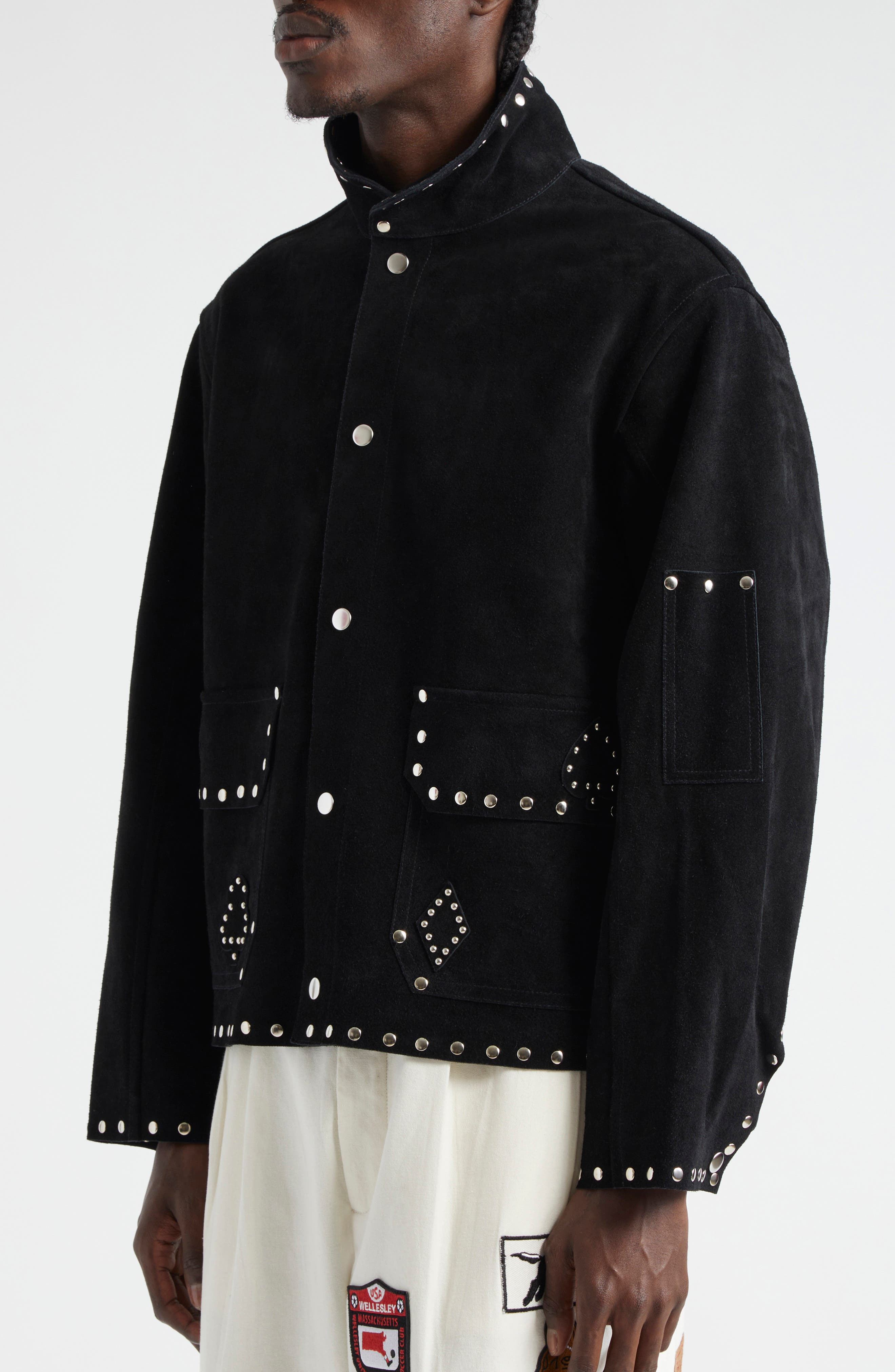 Bode Deck of Cards Studded Suede Jacket | Nordstrom