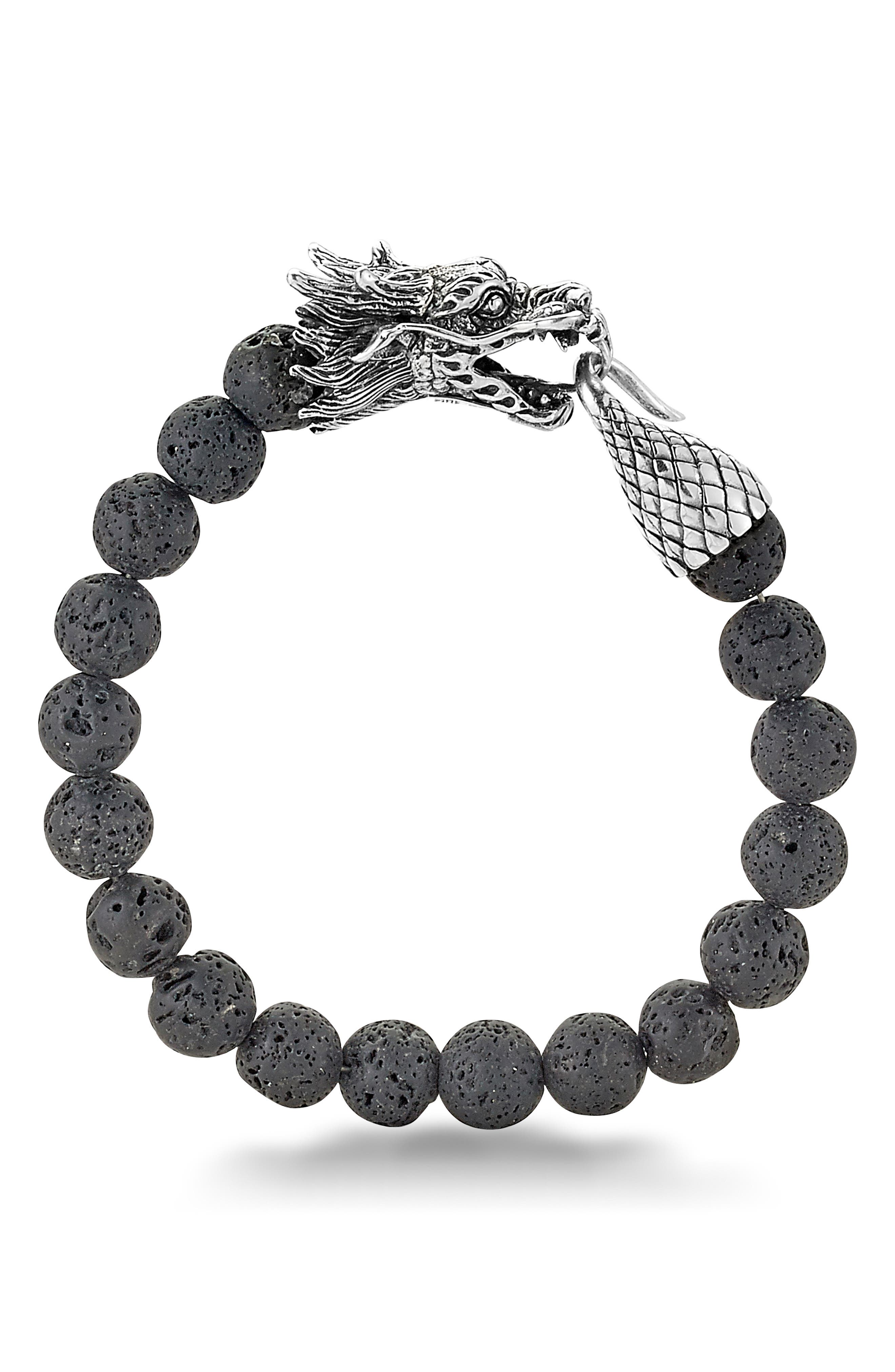 SAMUEL B. Men's 18K Gold & Sterling Silver Dragon Head Lava Stone ...
